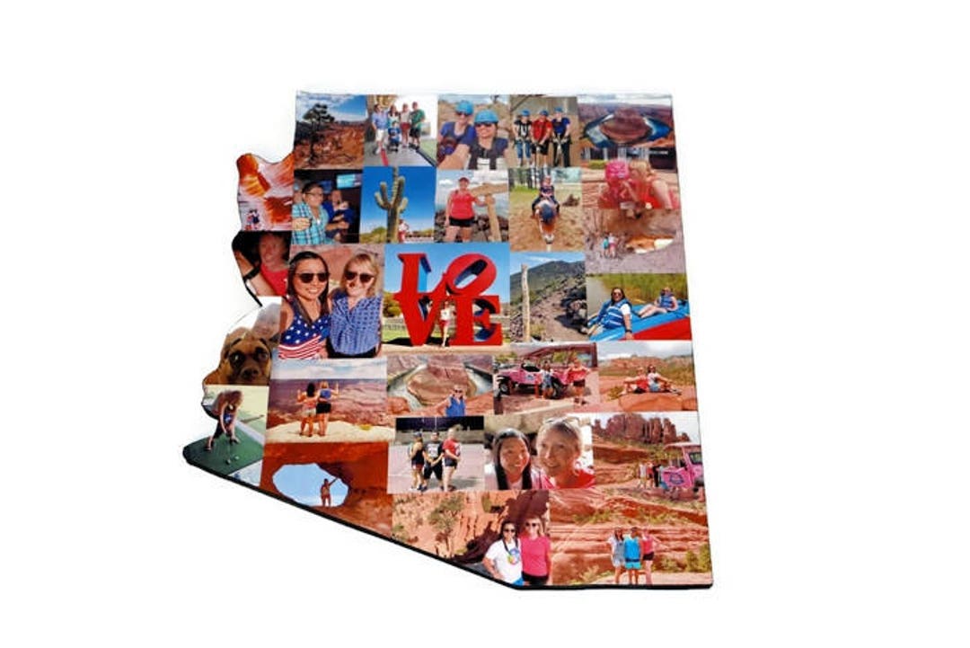 State of ARIZONA Wooden Custom State Collage Gift College Moving ...
