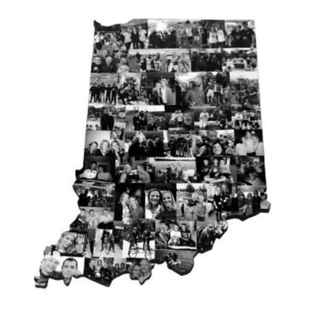 Indiana State Wooden Custom State Collage Gift College Moving Missing ...