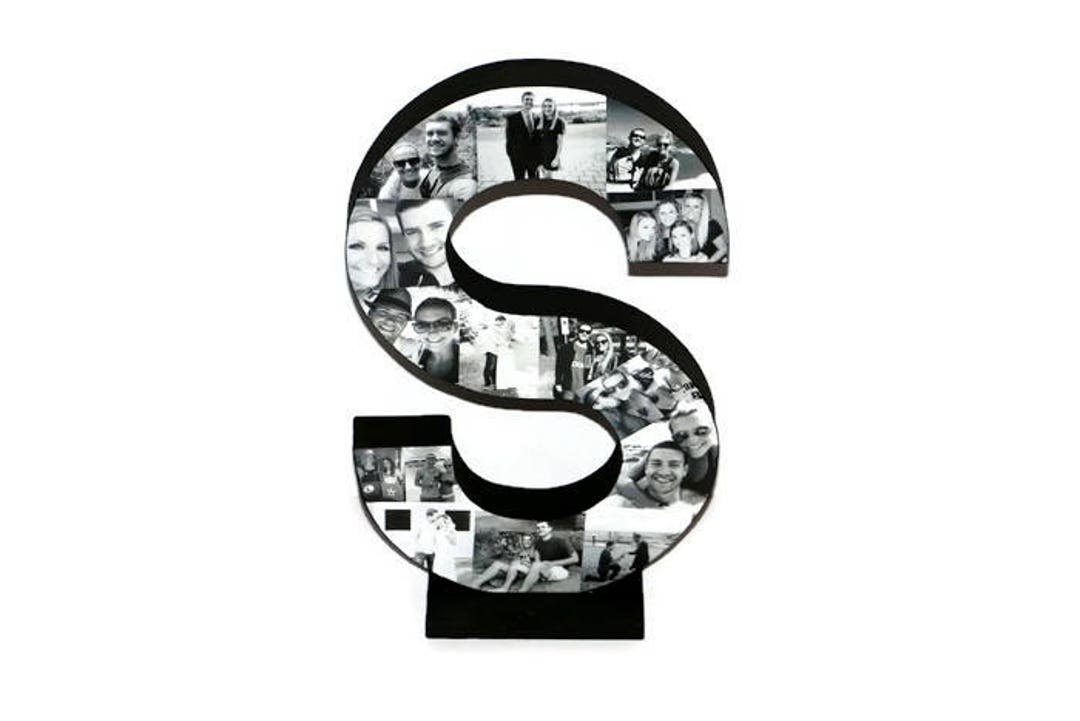 Letter Collage S With Photos Wedding Gift for Couple Last Name Initial ...