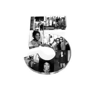 12" Photo Letter Number 5th Wedding Anniversary 5th Birthday Number 5 ...