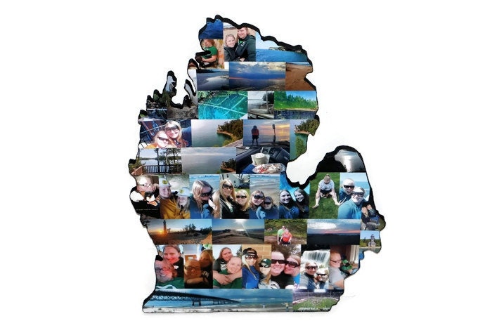 Wooden Custom State Collage Gift College Moving Missing Home | Etsy