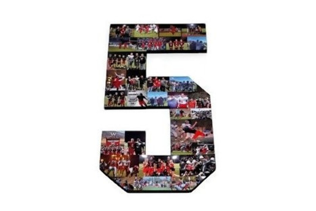Block Jersey Number With Photos Number 5 Five Collage 5th Wedding ...