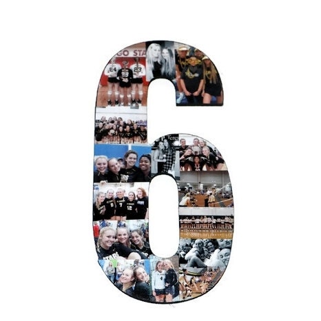 Number Photo Number Collage Picture frame College Sport 6th | Etsy