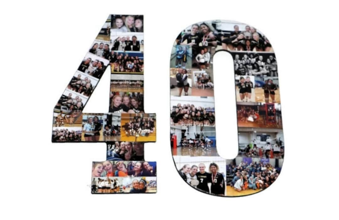 Number 40 Photo Number Collage Picture Frame College Sport 40th Wedding ...