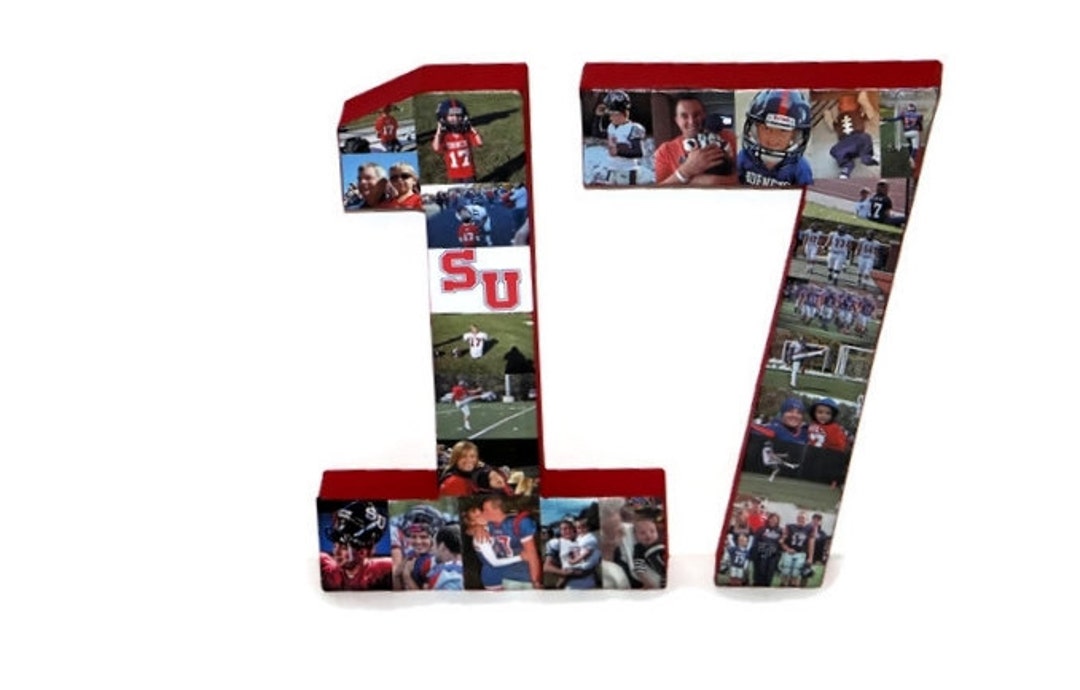2017 17 Football Jersery Number 3D Number Photo Collage Two Digit ...