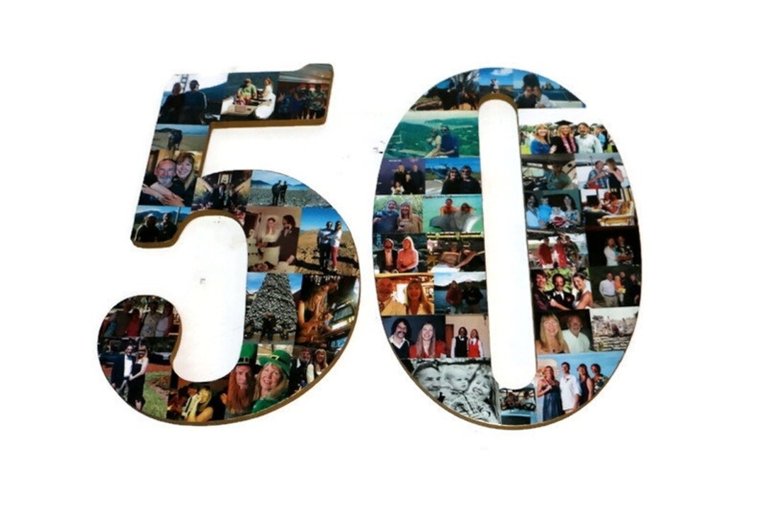 18" Double Digit Jersey Number 50 Photo Collage Huge Birthday 50th ...