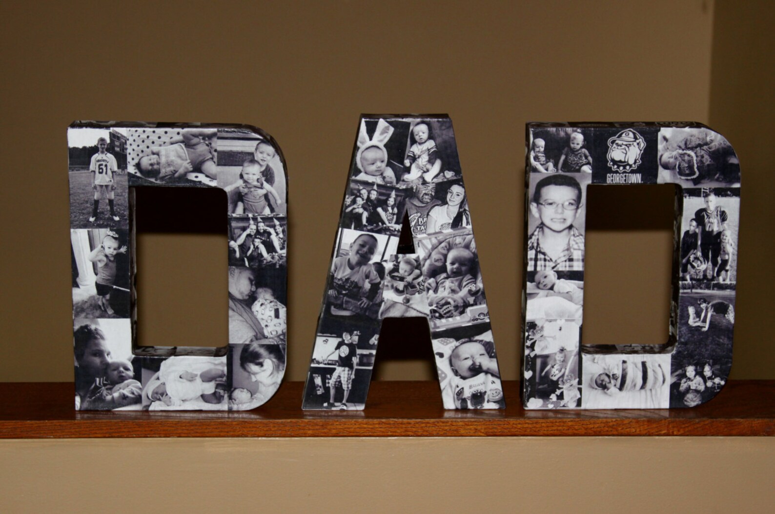 Custom Photo Letter the Word DAD 12" Paper Mache Fathers Day Mothers ...