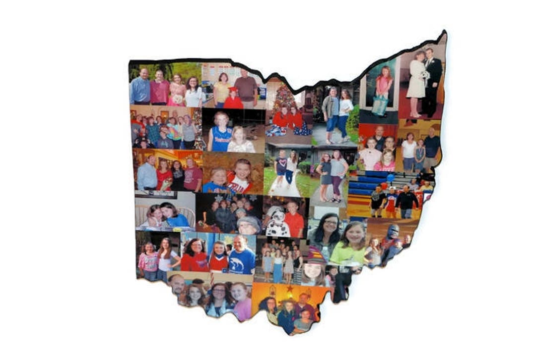 OHIO | Ohio State Photo Collage on Wood | Wooden State Cut Out ...
