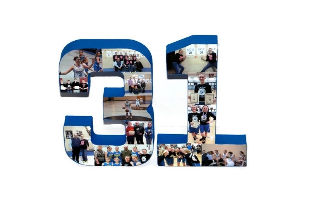 3D Number Photo Collage Two Digit Birthday Anniversary Party Senior ...