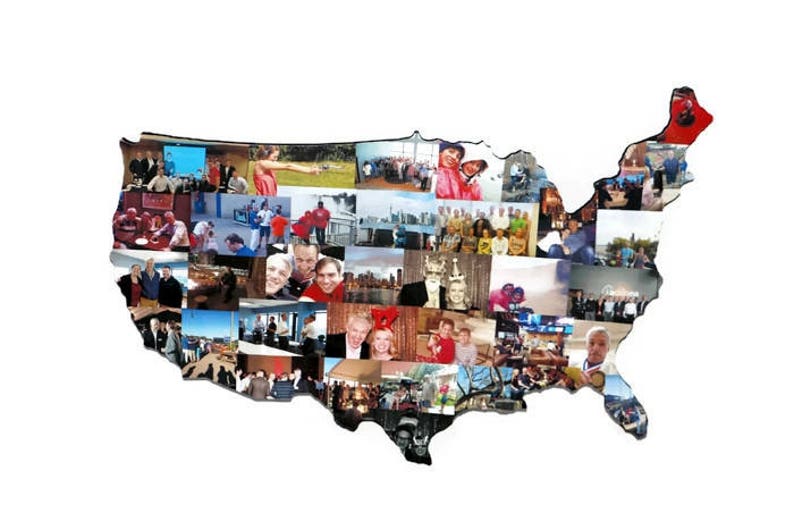 Wooden Custom United States USA Photo Collage Gift Moving | Etsy