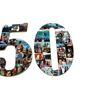 18" Double Digit Jersey Number 50 Photo Collage Huge Birthday 50th ...