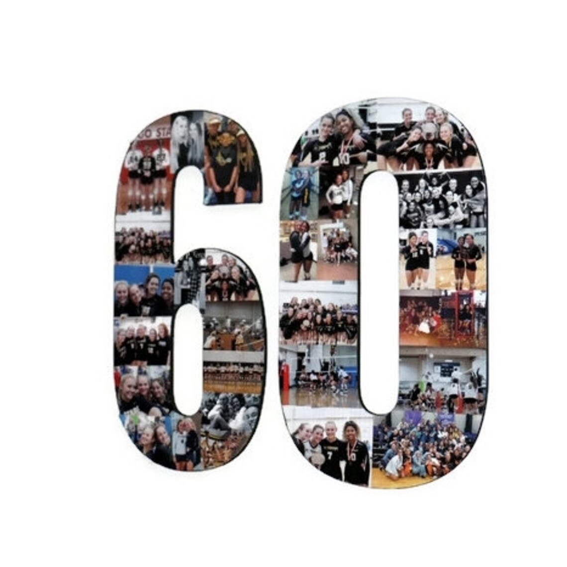 Number 60 Photo Number Collage Picture Frame College 60th Wedding ...