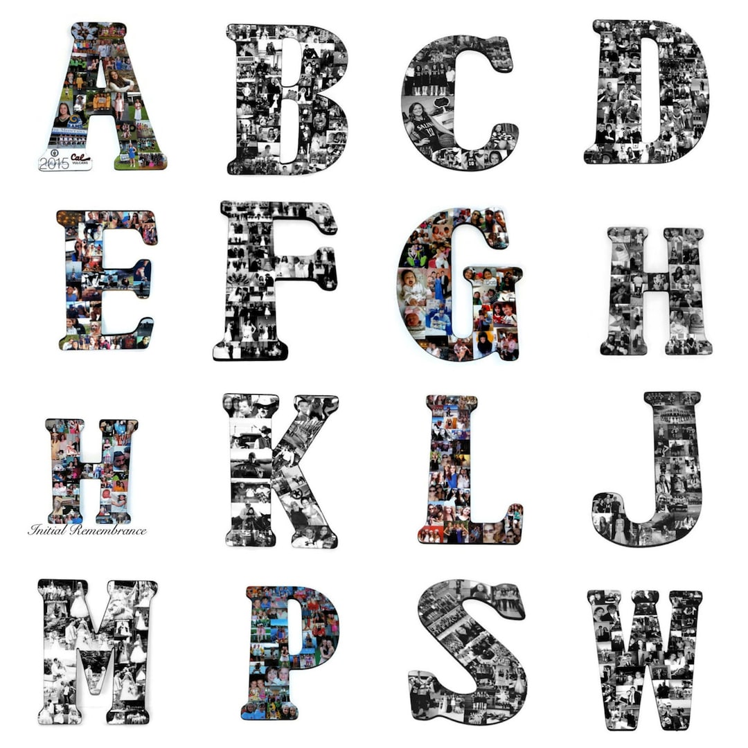 18" Letter Photo Collage or Number Collage Anniversary Engagement ...