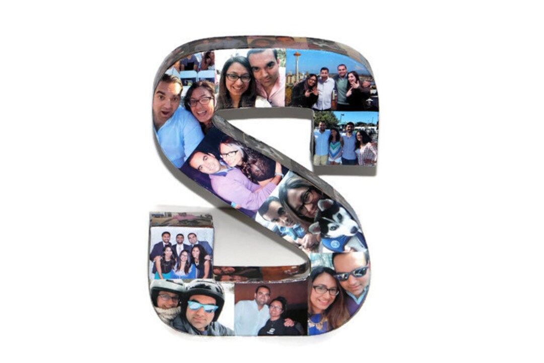 Carta de collage de fotos inicial personalizada, regalo de novia ...