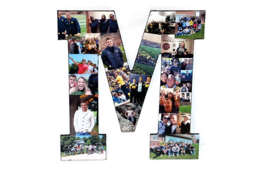 Photo Collage Letter M | Photo Collage Frame | Photo Collage Gift ...