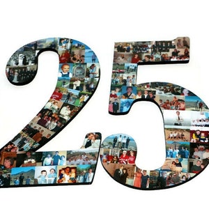 25th Anniversary, 25th Birthday Photo Collage Number, Number 25 With ...