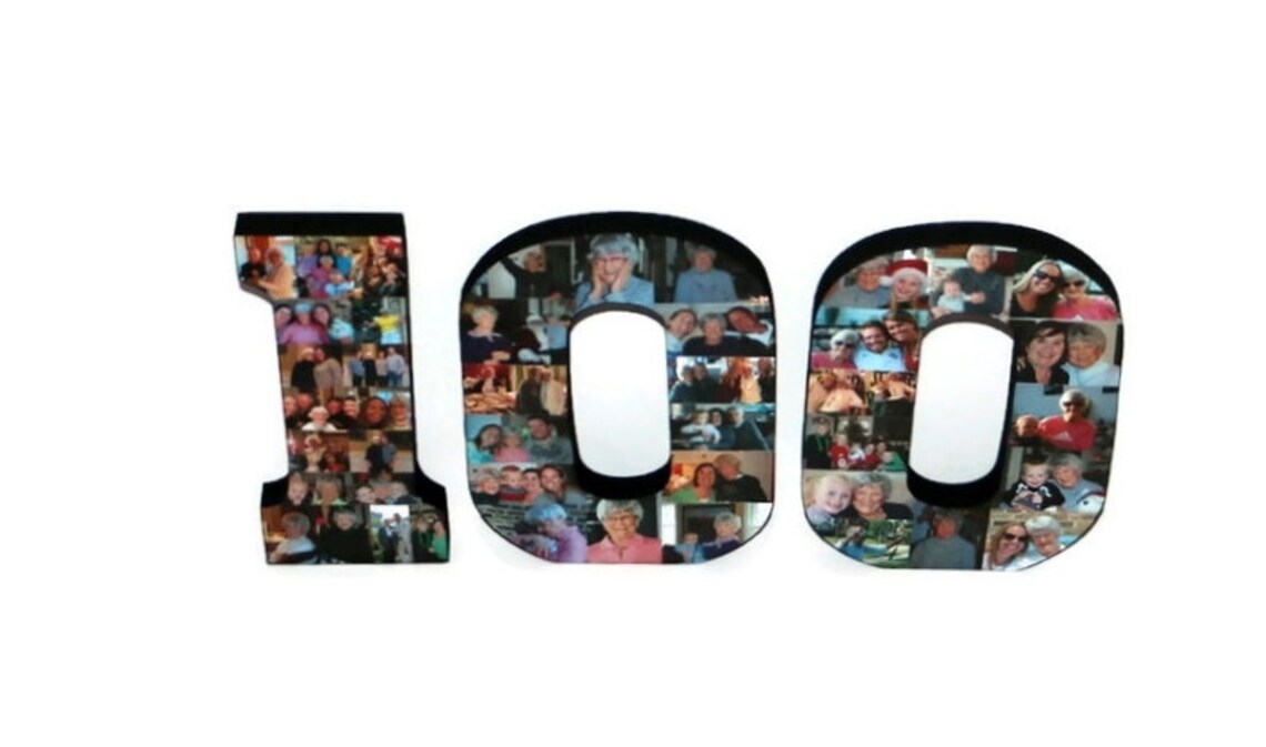 100th Birthday Gift Freestanding, 100th Anniversary Gift, Wood 3D Stand ...
