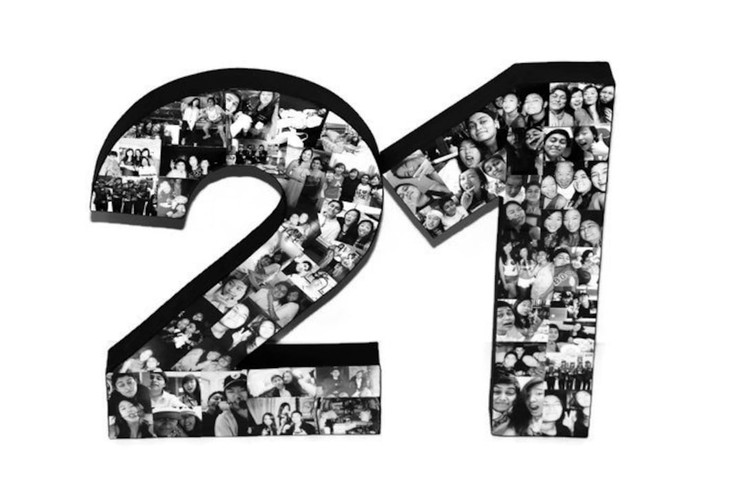 21st Birthday Anniversary Number 21 3D Photo Collage Two Digit Party ...