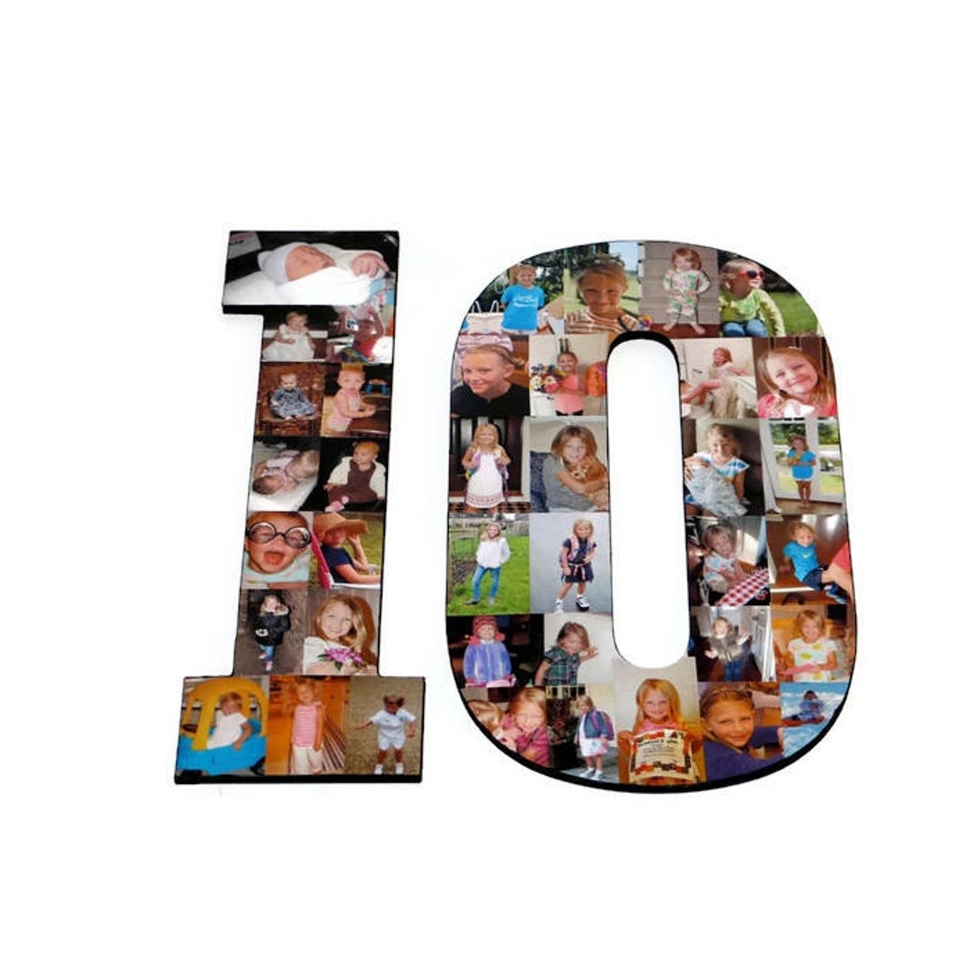 10th Birthday | Number 10 Photo Number Collage | College Sport Jersey ...