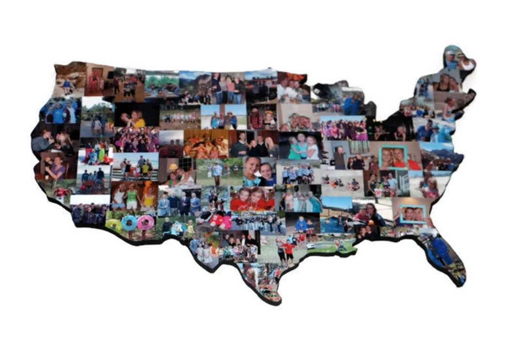 Wooden Custom United States USA Photo Collage Gift Moving Missing Home ...