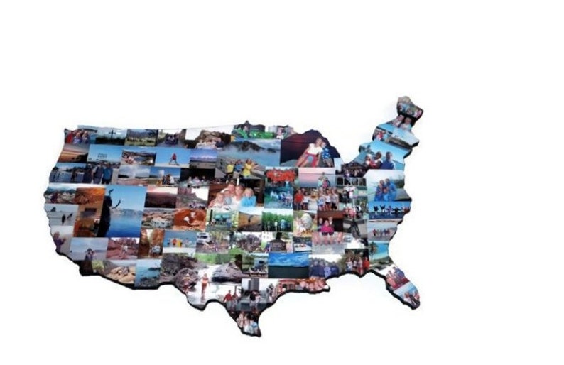 Wooden Custom United States USA Photo Collage Gift Moving - Etsy