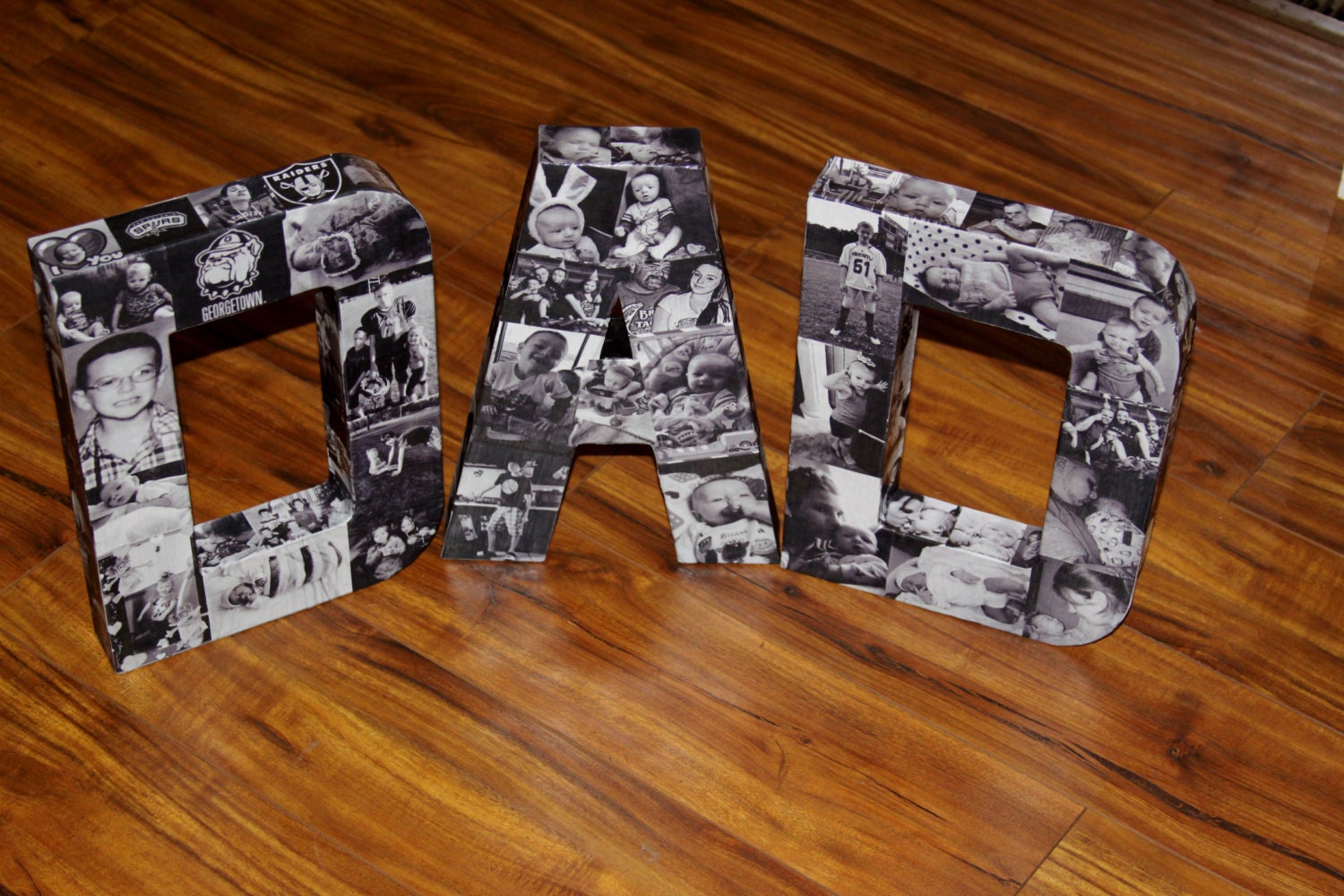 Custom Photo Letter the Word DAD 12" Paper Mache Fathers Day Mothers ...