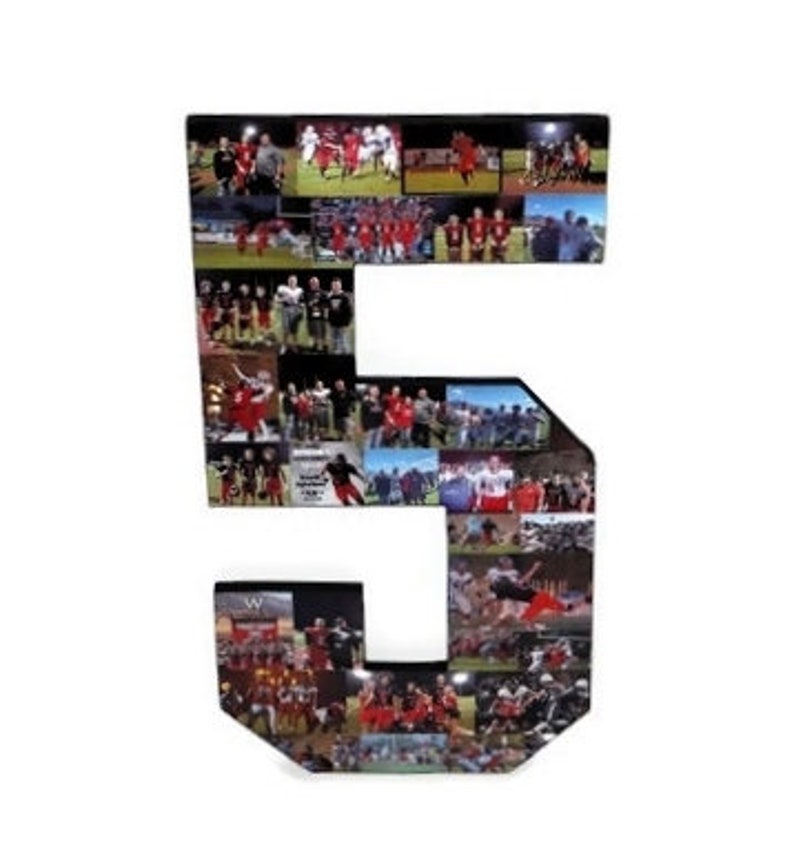 Block Jersey Number With Photos Number 5 Five Collage 5th | Etsy