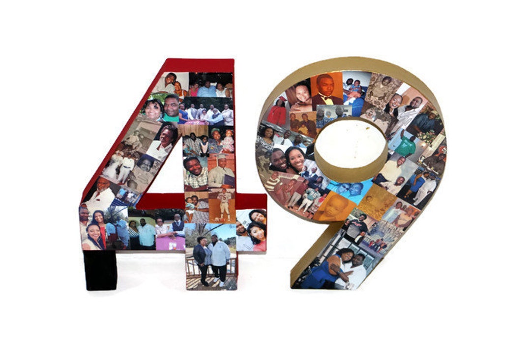 Number 49 3D Jersey Number Photo Collage Two Digit Birthday Anniversary ...