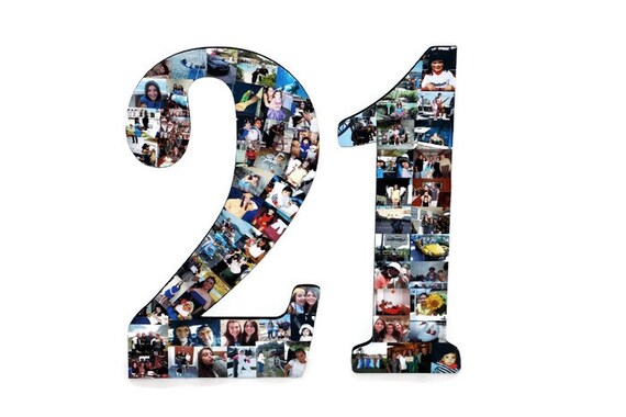 21 Number 21st Photo Number Collage Picture Frame College | Etsy