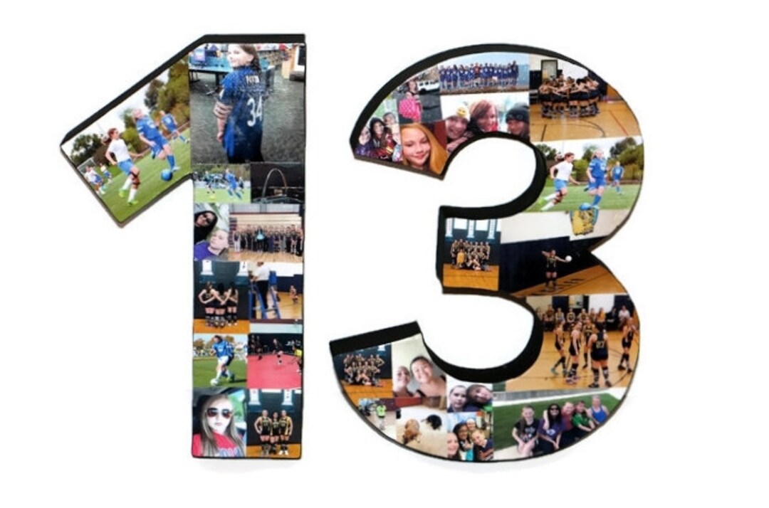 3D Number Photo Collage Two Digit Birthday Anniversary Party Senior ...