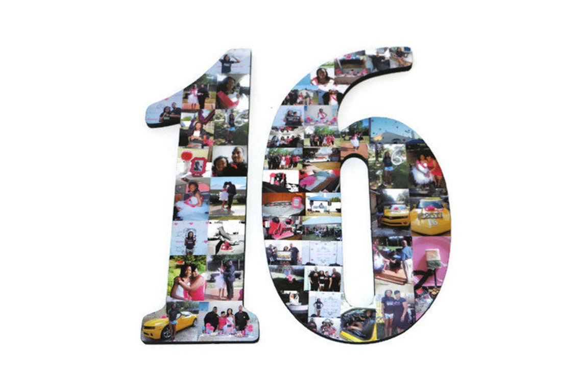 16 16th Quinceanera 16th Birthday Number Photo Collage | Etsy