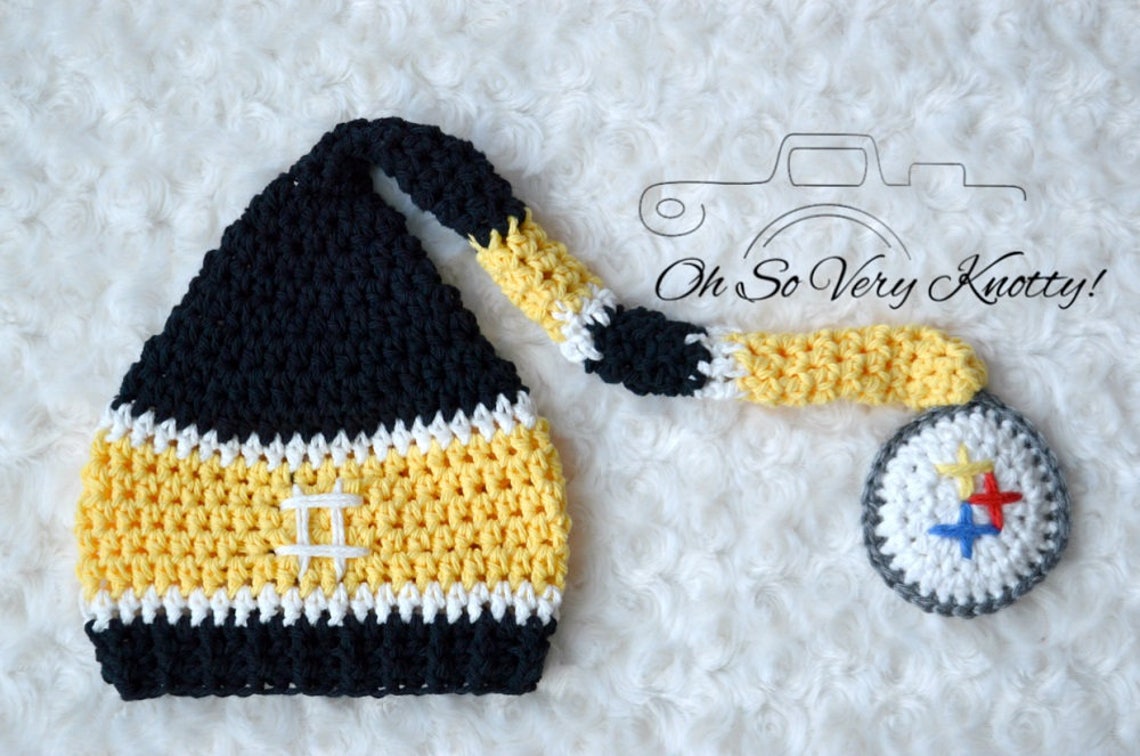 Handmade - Pittsburgh Steelers Inspired Football Baby Crochet Longtail ...