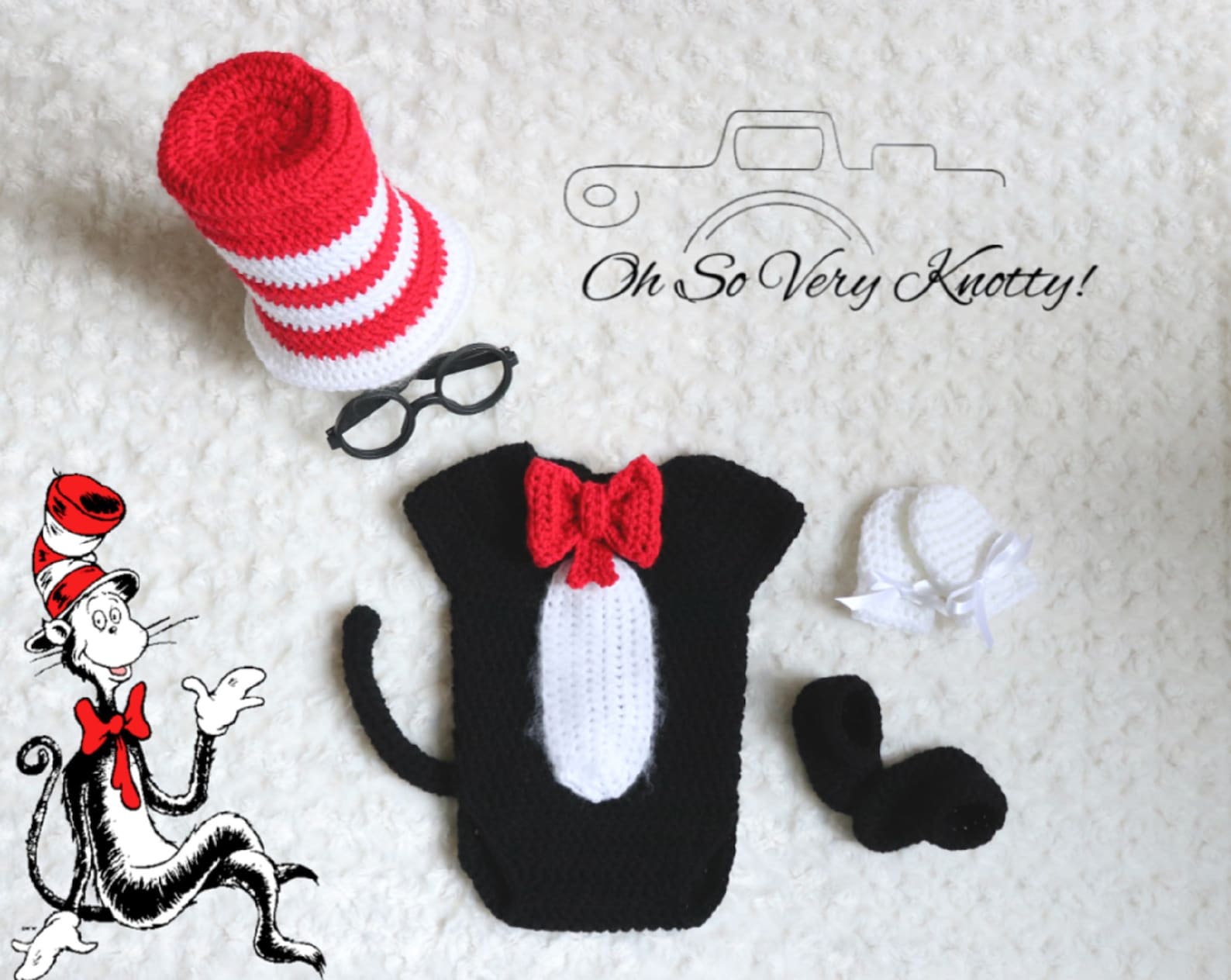Dr. Seuss Inspired Cat in the Hat Baby Crochet Outfits. Tall - Etsy