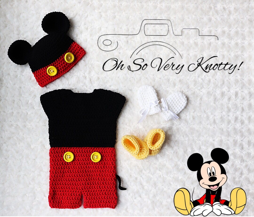 Mickey Mouse Inspired Handmade Baby Crochet Outfit/costume Includes Hat ...