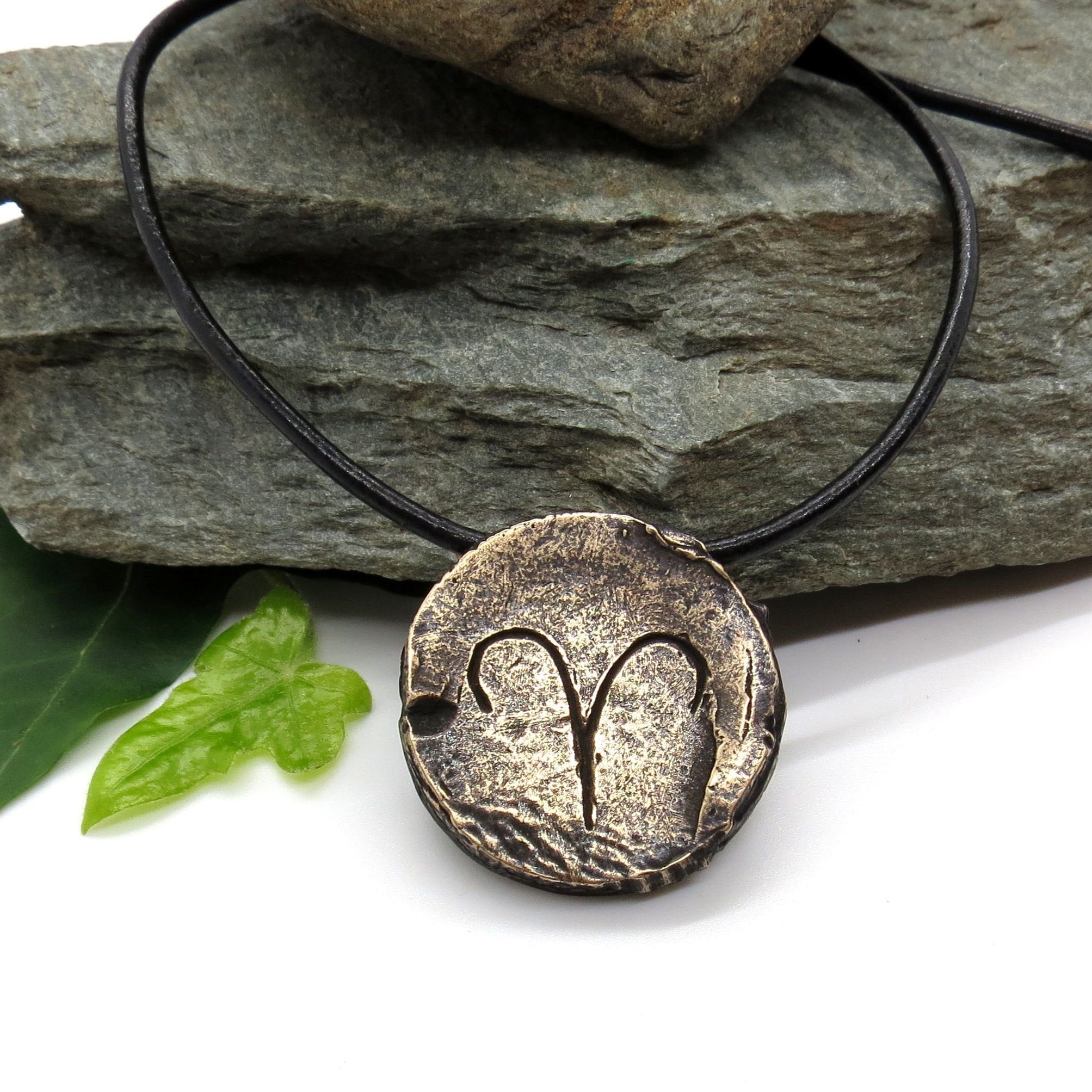 Rustic Zodiac Jewelry, Aries Necklace, Gold Aries Pendant Men's Aries ...