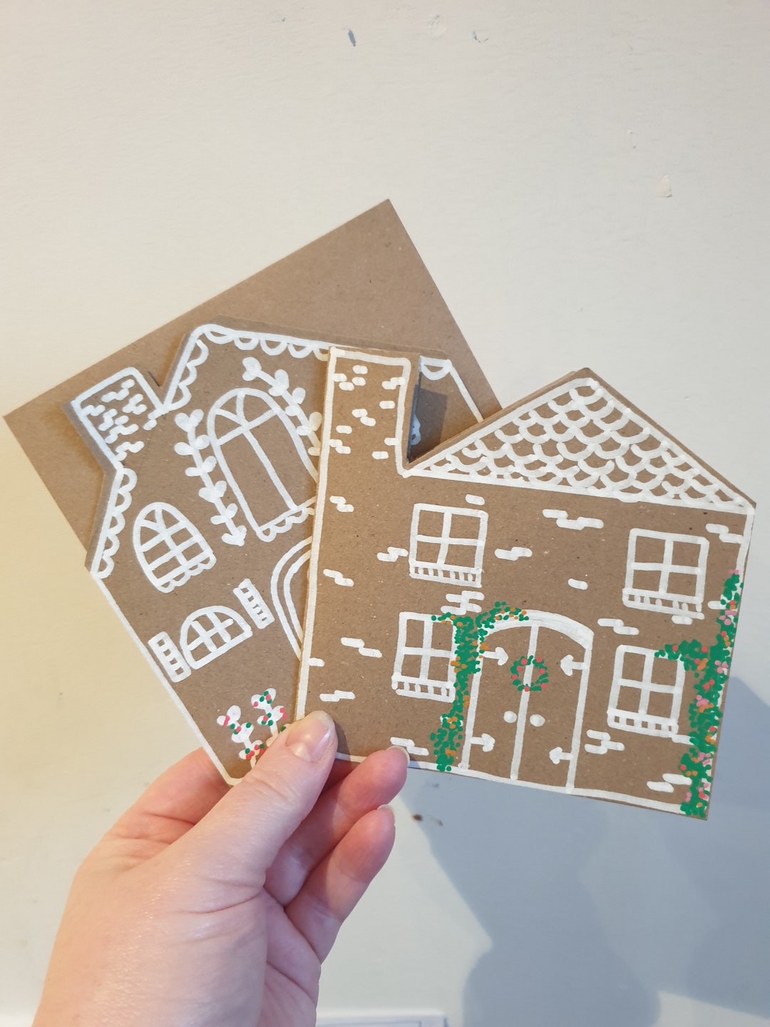 Gingerbread House Christmas Card Handmade Greetings Card for - Etsy
