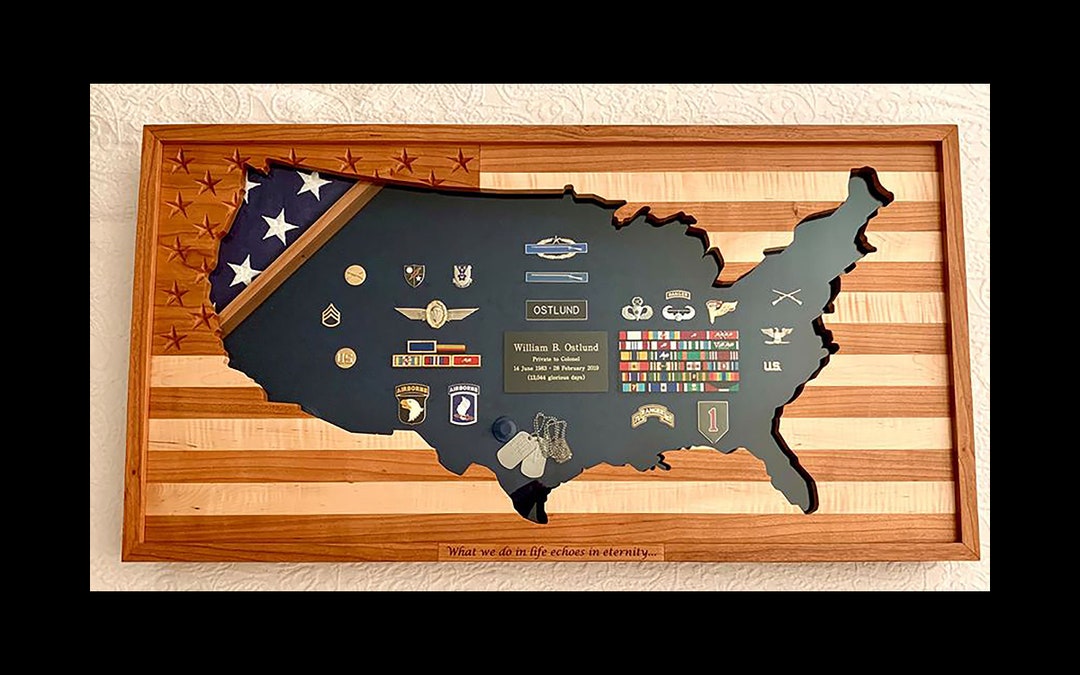 NEW Handcrafted American Flag United States Shadow Box Cherry & Maple ...