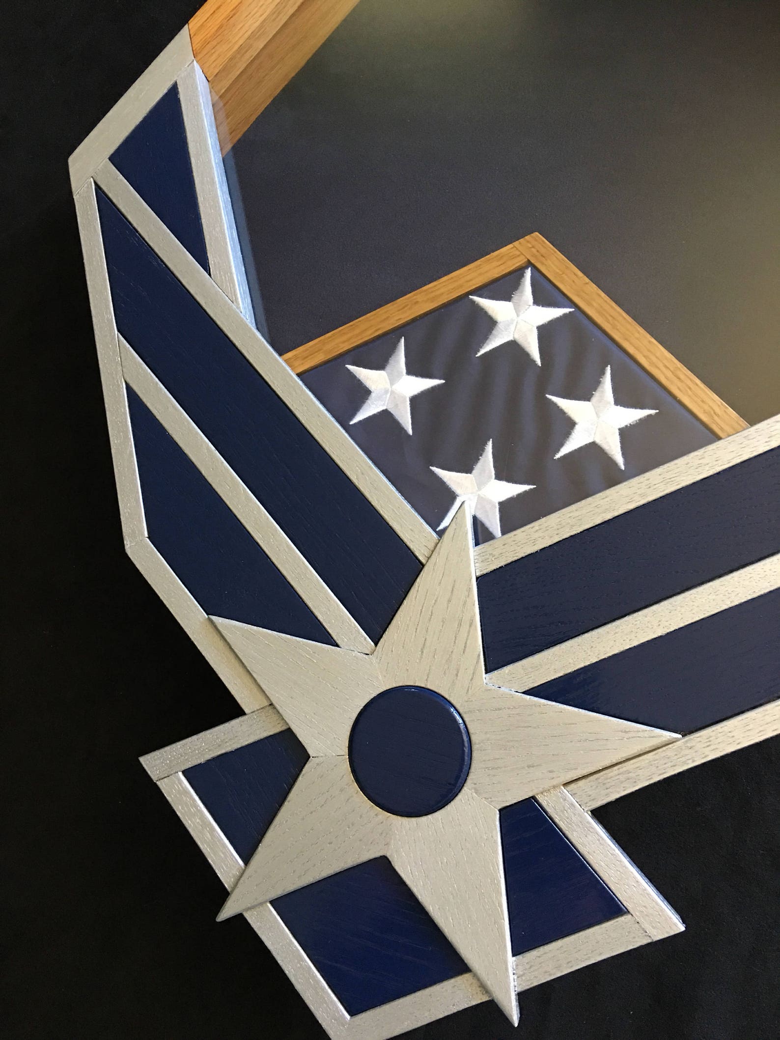 Handcrafted Air Force Shadow Box Silver and Navy Includes Flag - Etsy