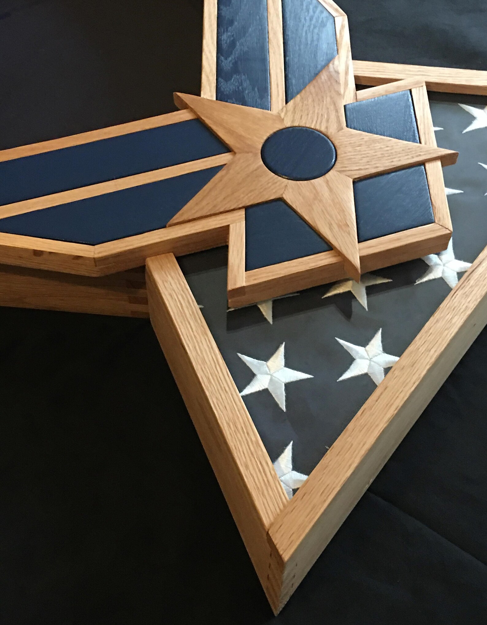 Handcrafted Air Force Shadow Box With Flag Case Stand Oak - Etsy
