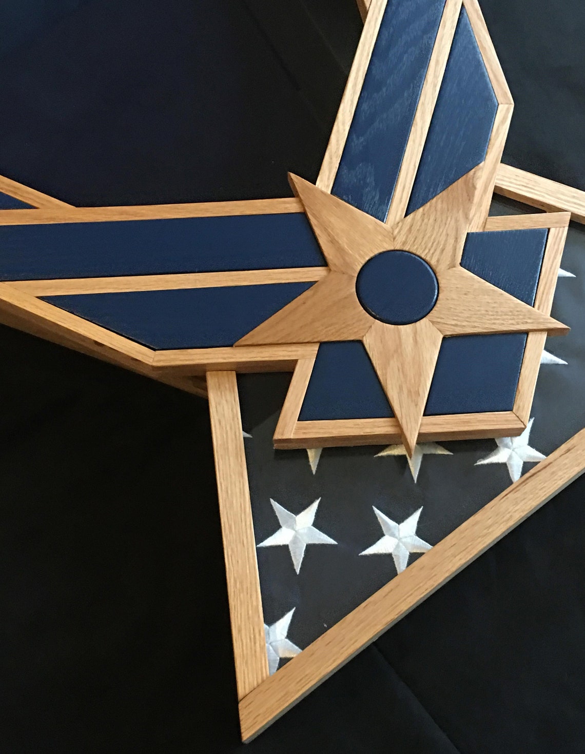 Handcrafted Air Force Shadow Box With Flag Case Stand Oak - Etsy