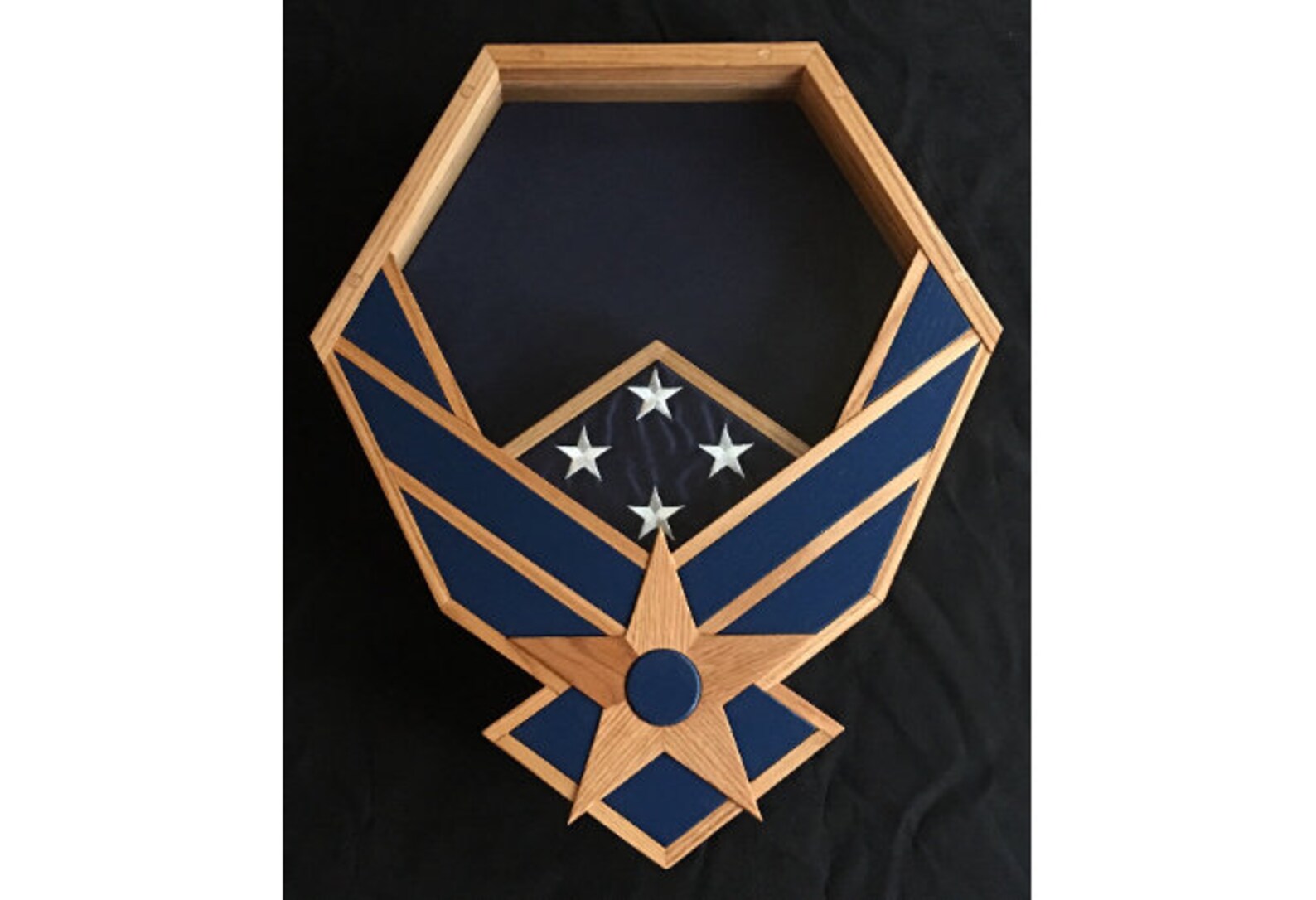 Air Force Shadow Box Oak & Blue Inlays Includes Flag - Etsy