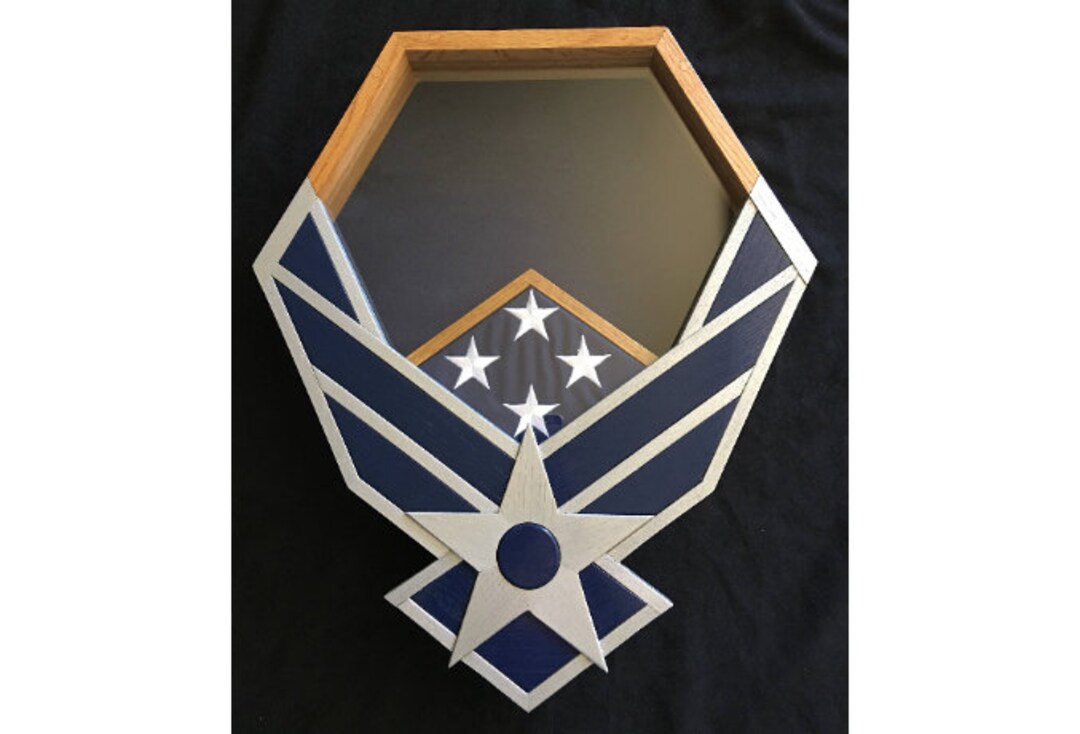 Handcrafted Air Force Shadow Box Silver and Navy Includes Flag - Etsy