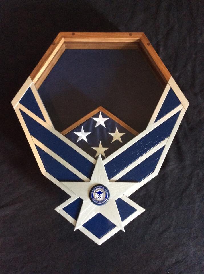 Handcrafted Air Force Shadow Box NEW Silver and Navy Design | Etsy