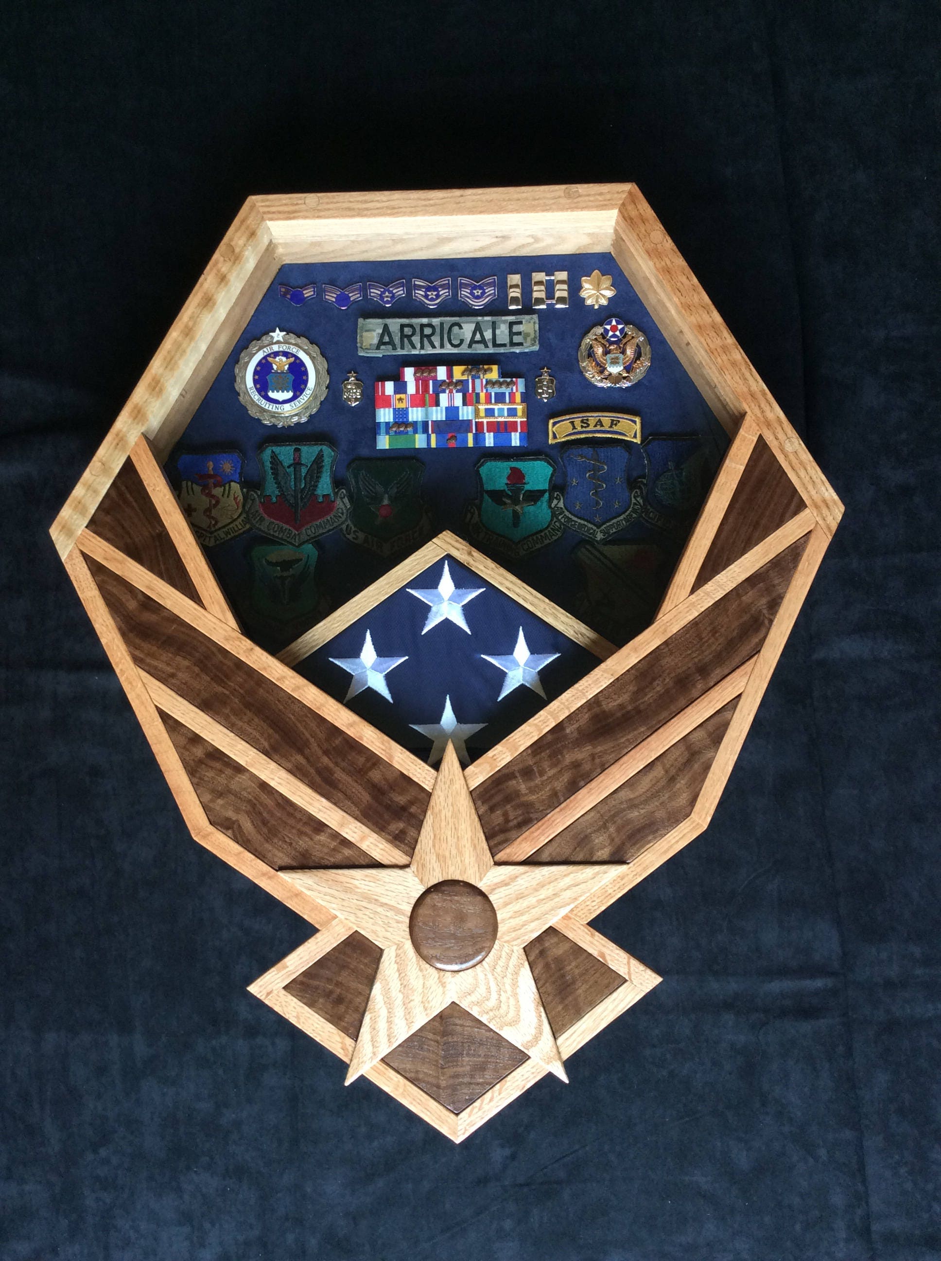 Handcrafted Air Force Shadow Box Oak & Black Walnut - Etsy