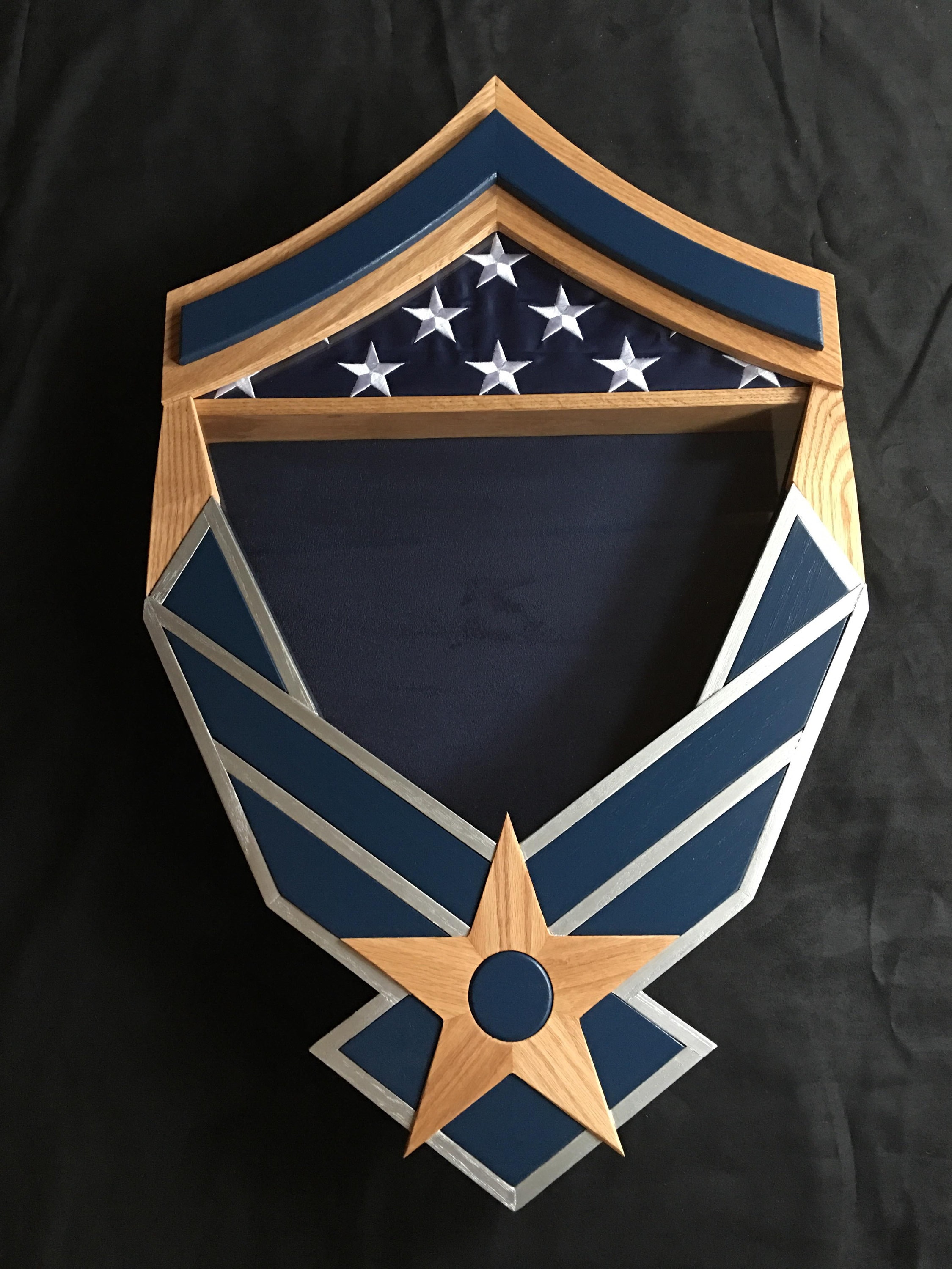 Handcrafted Air Force Shadow Box With Msgt Rank Chevron - Etsy