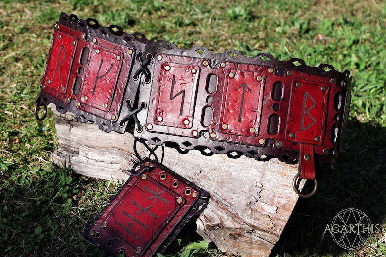 Broad Belt "futhark" Handmade Leather Belt With a Nordic Motif. Ideal ...