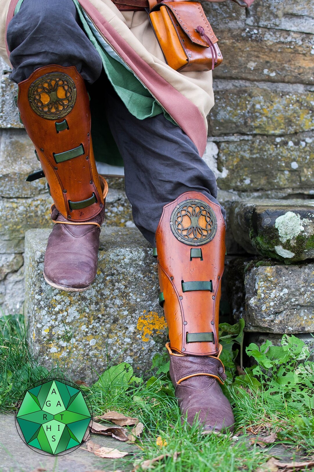 Leather Greaves "yggdrasil" (pair) Original Cosplay Larp - Etsy