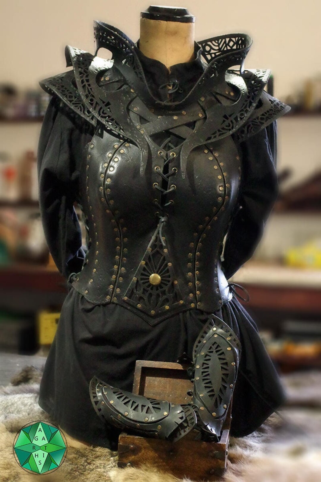 Female Armor/corset "black Artemis" Alternative, Gothic, Dark, Pagan ...