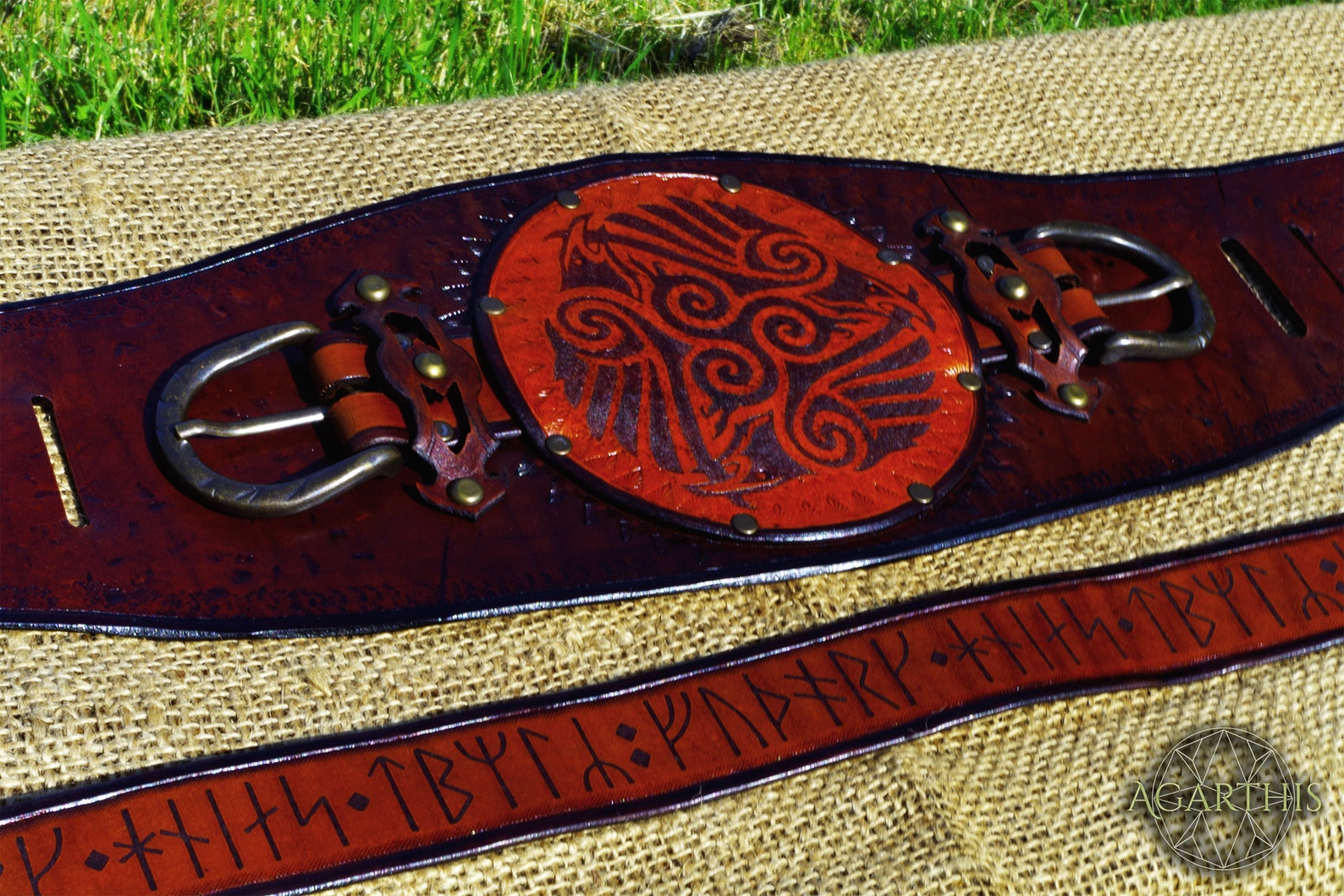 Broad Leather Belt "threevens" Larp GN Costume Pagan Medieval Viking - Etsy