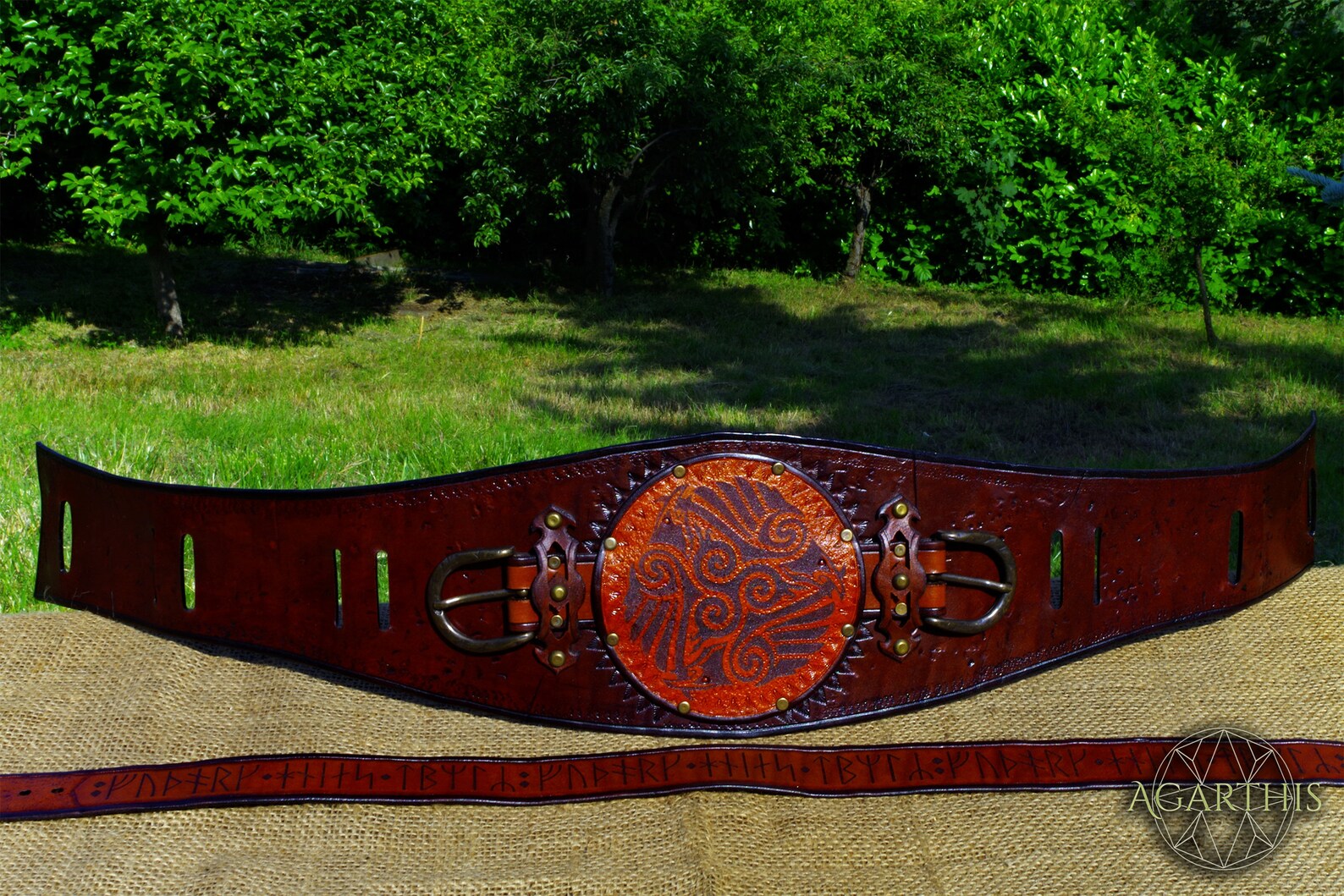 Broad Leather Belt "threevens" Larp GN Costume Pagan Medieval Viking - Etsy